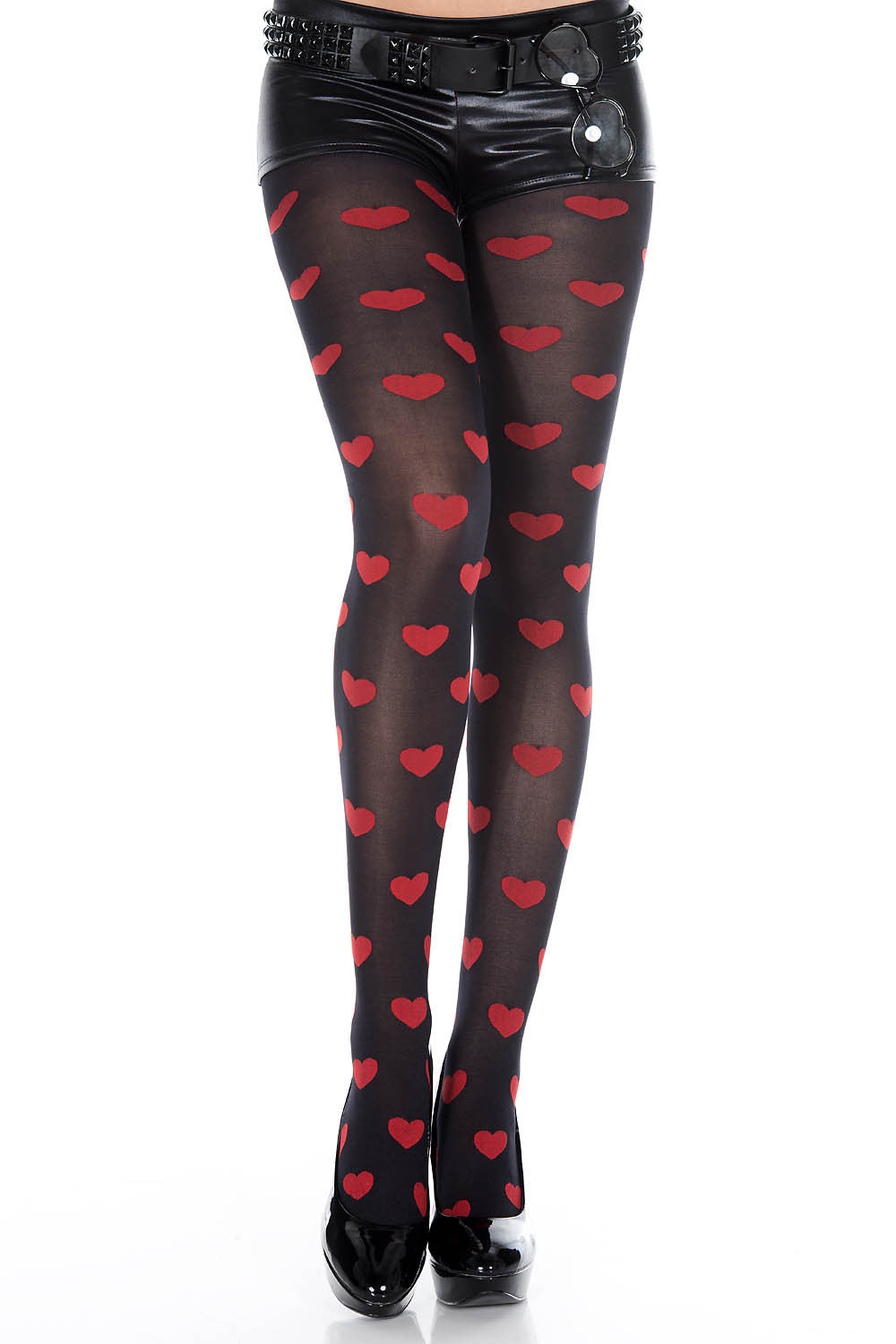 Heart Print Opaque Tights: Black & Red – Johnnie Brocks